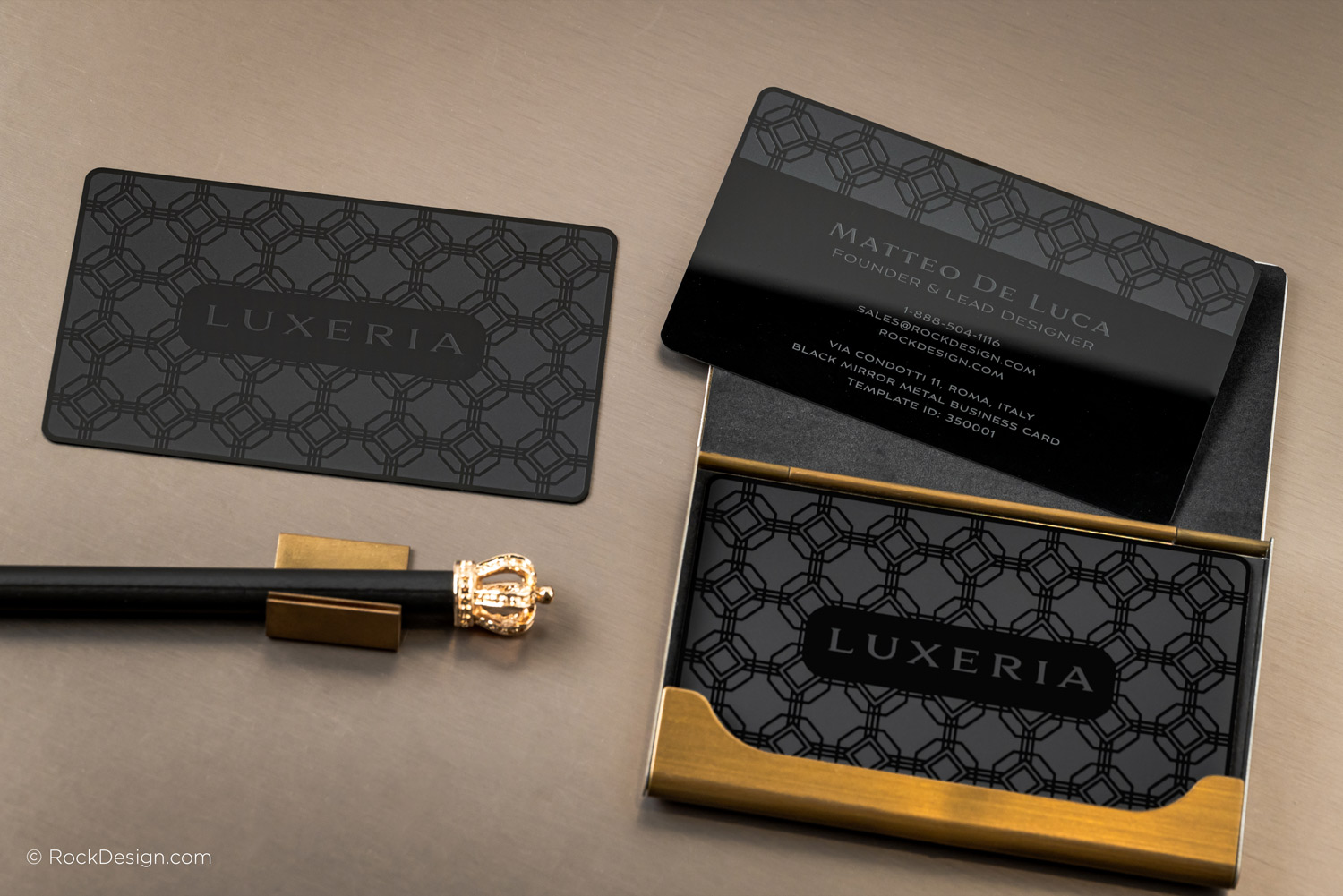 Mirror Finish Black Metal Business Cards | RockDesign.com