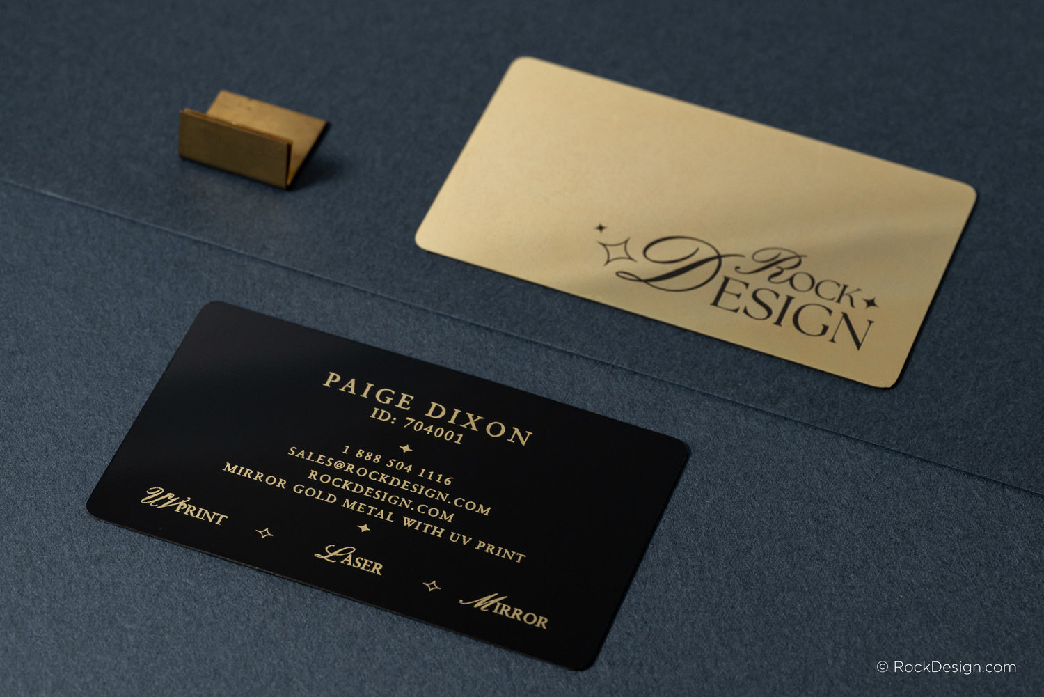 Mirror Gold & Black Metal Business Cards | Premium Quality