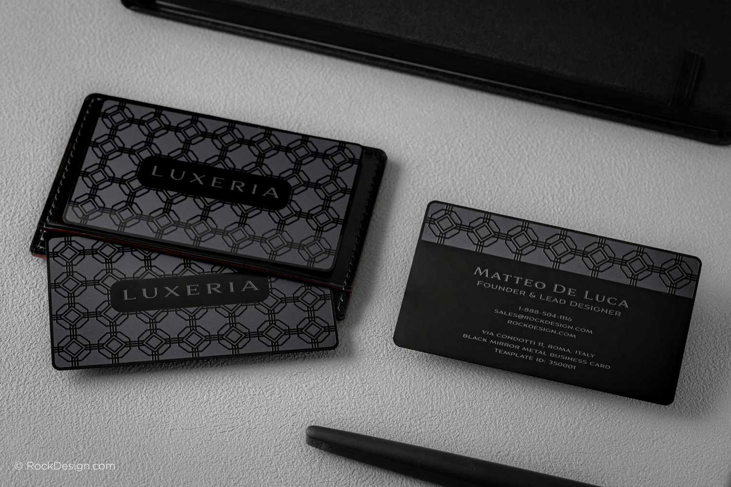 Mirror Finish Black Metal Business Cards | RockDesign.com