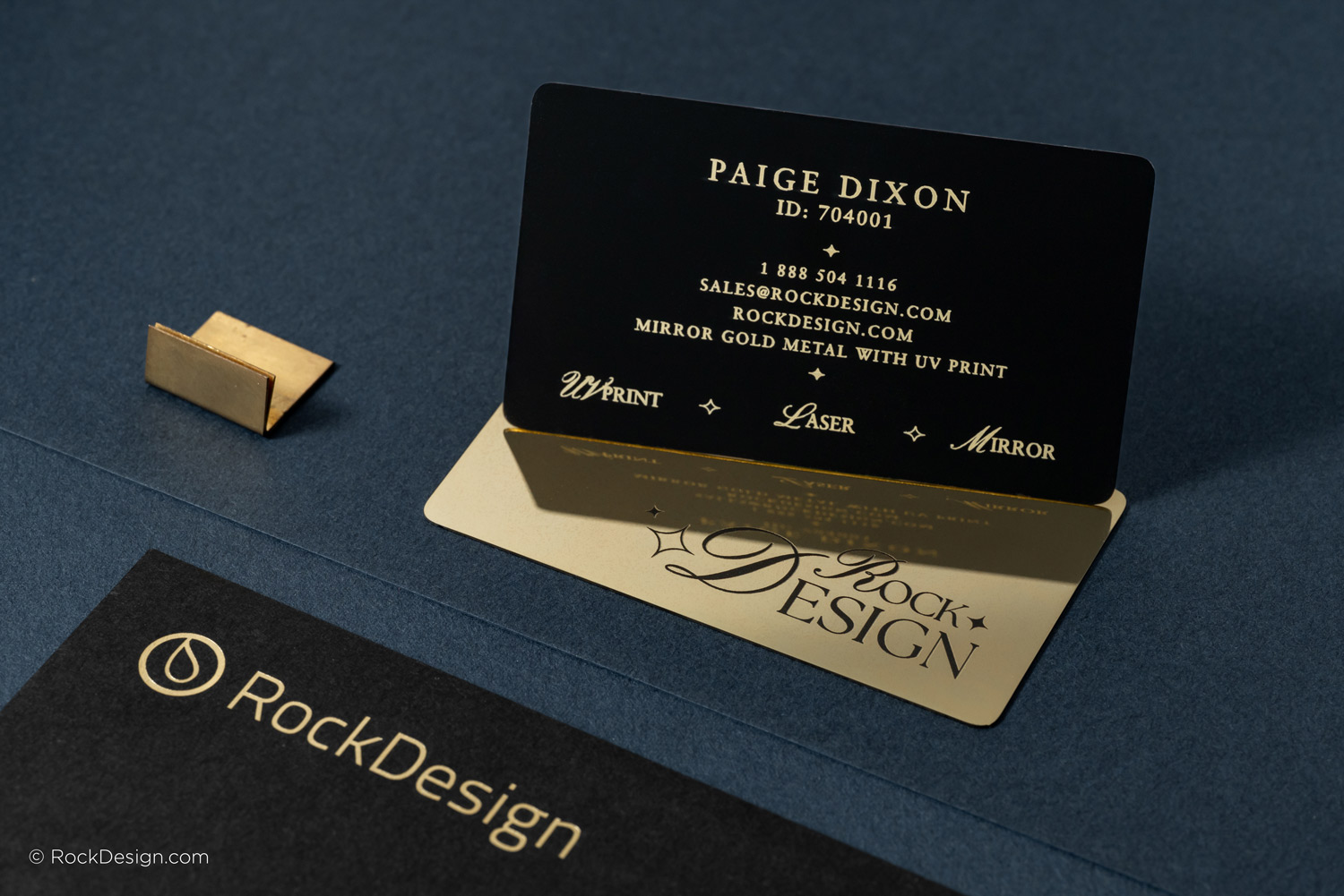 Mirror Gold & Black Metal Business Cards | Premium Quality