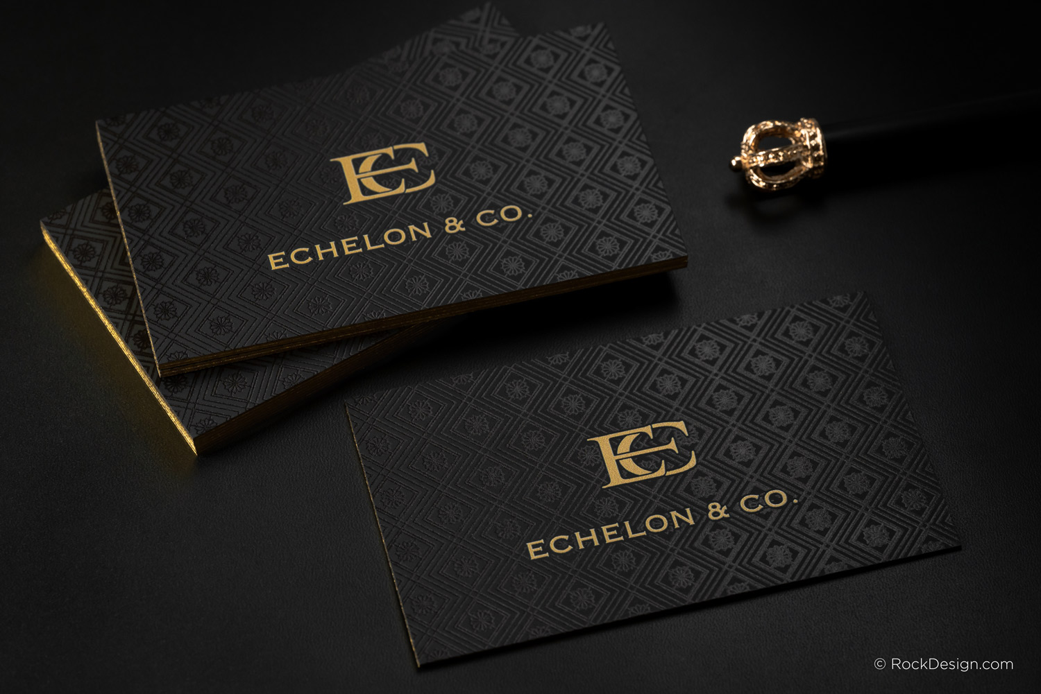 Gold Edge Foil Express Black Hard Suede Business Card Templates ...